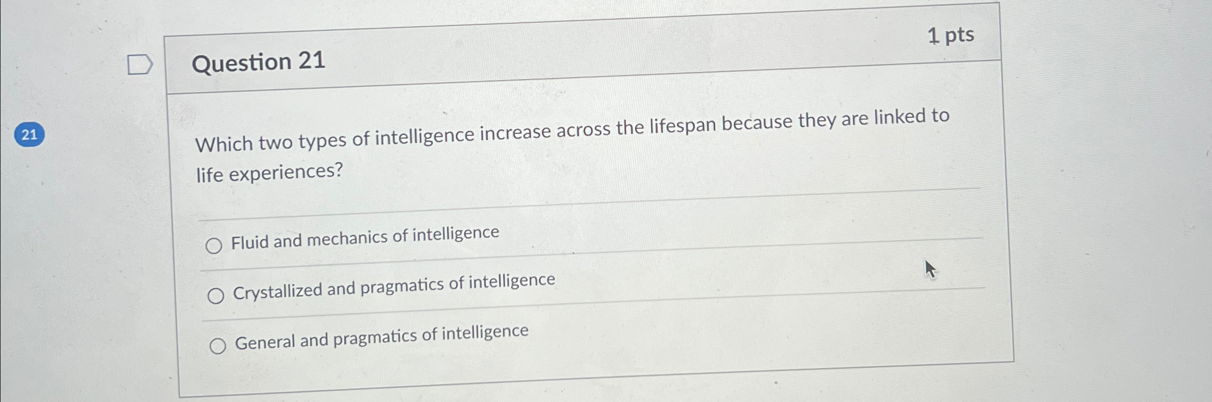 Solved Question 211 ﻿ptsWhich two types of intelligence | Chegg.com