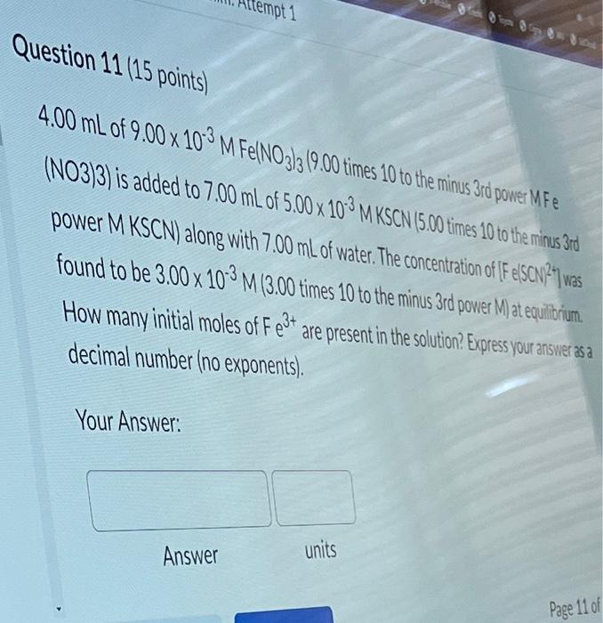 Solved Question 11 (15 points) 4.00 mL of | Chegg.com