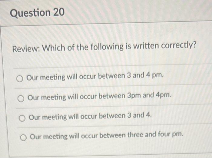 Review: Which of the following is written correctly? | Chegg.com