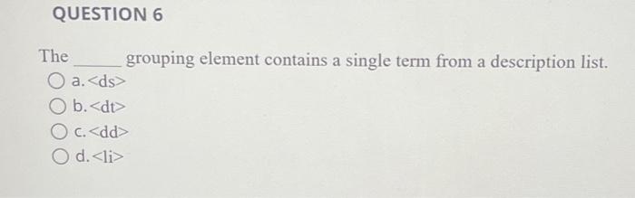 Solved the ____ grouping element contains a simgle term from | Chegg.com