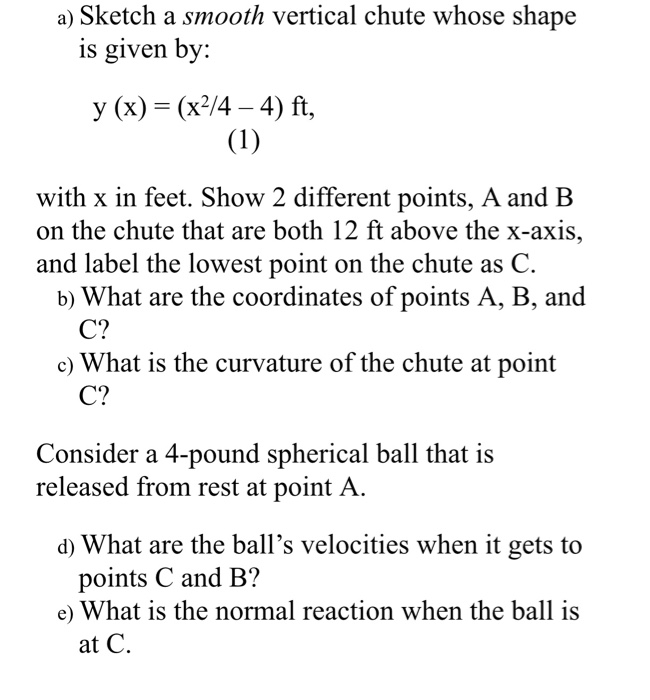Solved a) Sketch a smooth vertical chute whose shape is | Chegg.com