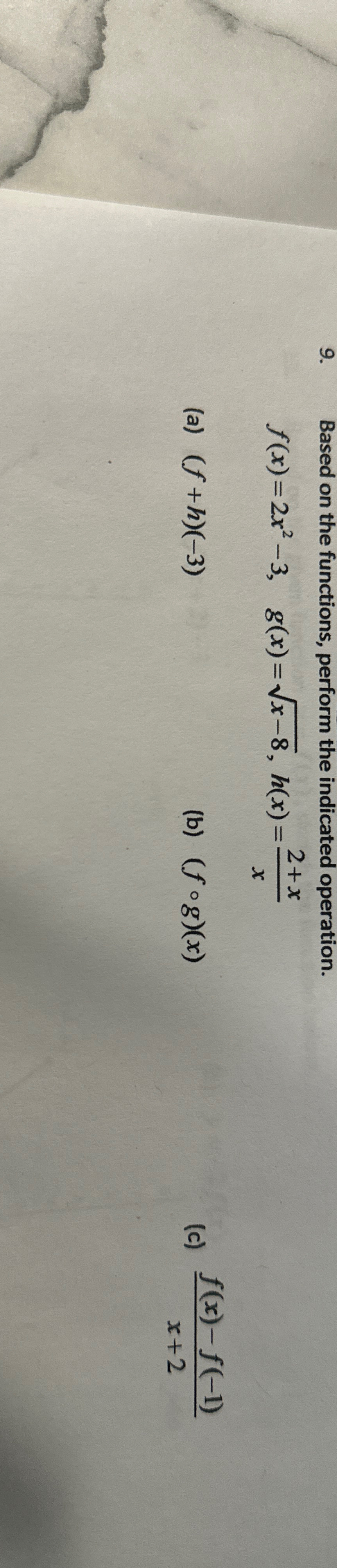 Solved Based on the functions, perform the indicated | Chegg.com