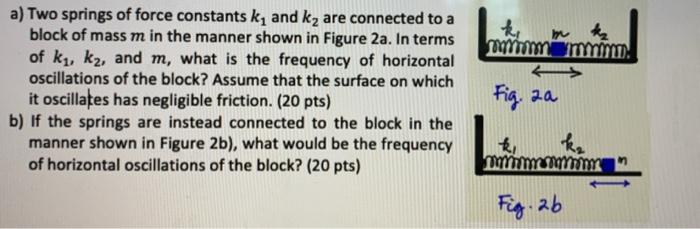 Solved A Two Springs Of Force Constants K1 And K2 Are