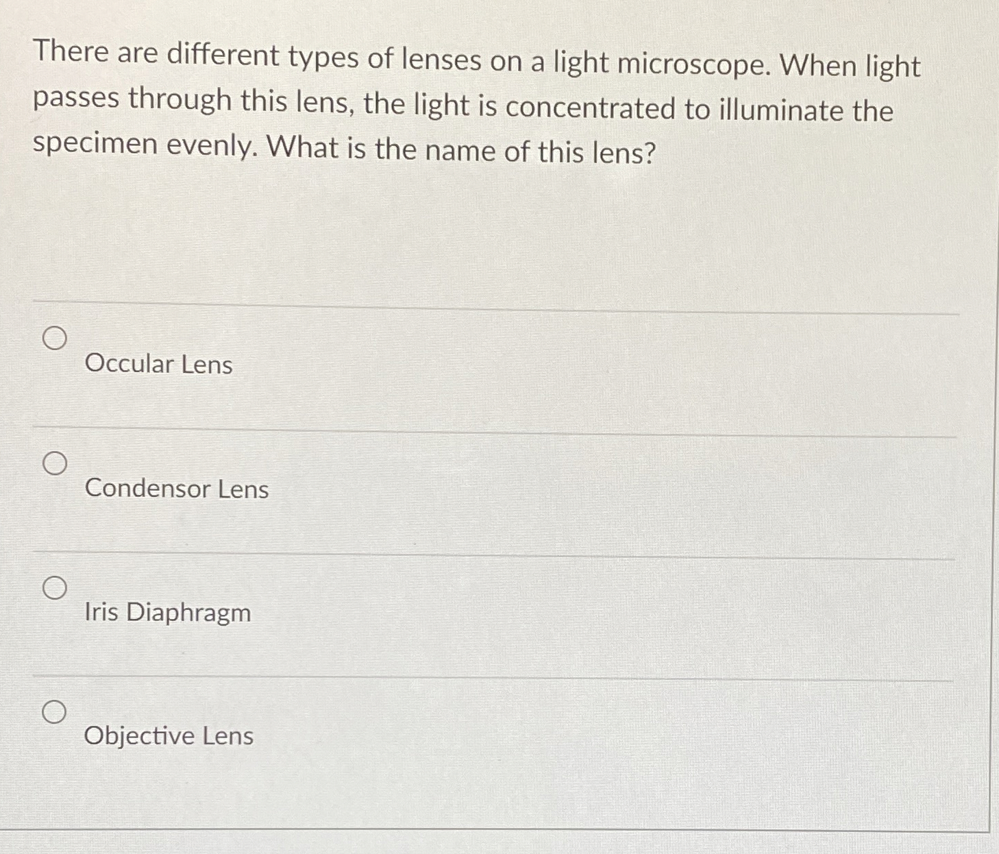 Solved There are different types of lenses on a light | Chegg.com
