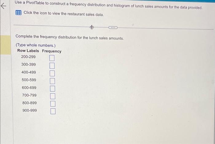 Solved Use a PivotTable to construct a frequency | Chegg.com