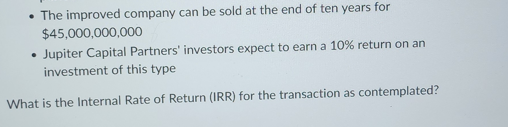 Jupiter Capital Partners, a private equity firm, is | Chegg.com