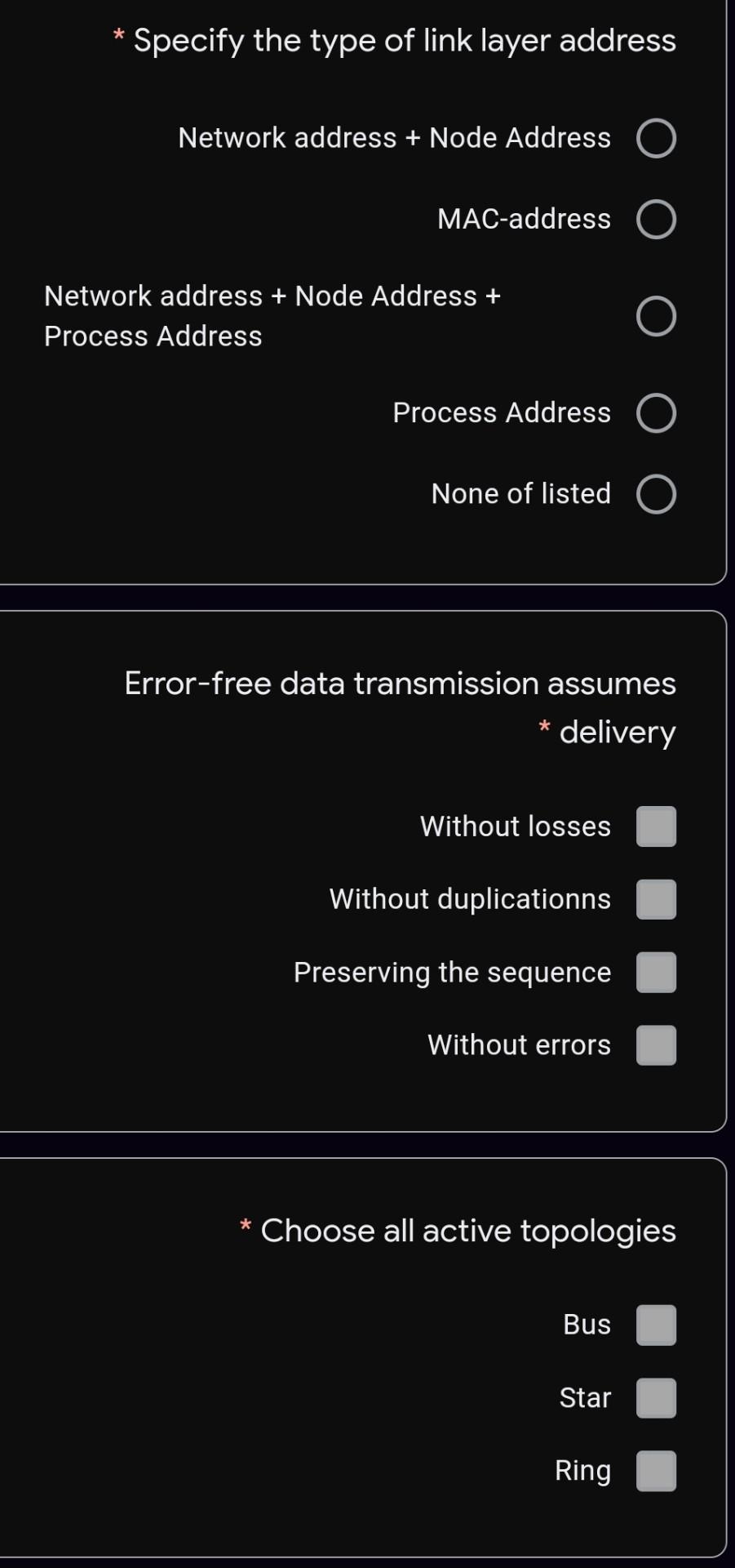 Solved Specify the type of link layer address Network | Chegg.com