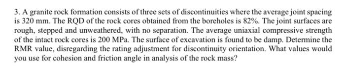 Solved 3. A granite rock formation consists of three sets of | Chegg.com