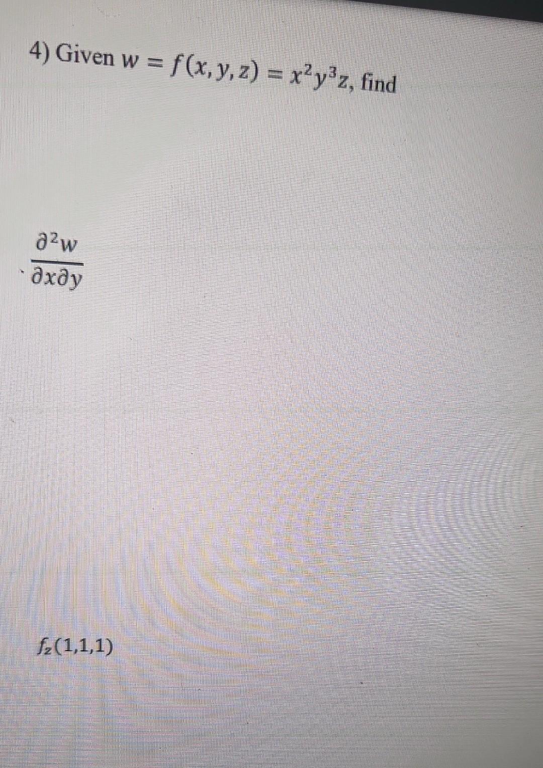 Solved Given z=f(x,y)=yex2 evaluate the first order partial | Chegg.com