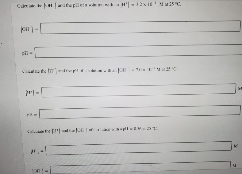 Solved Calculate the (OH) and the pH of a solution with an | Chegg.com