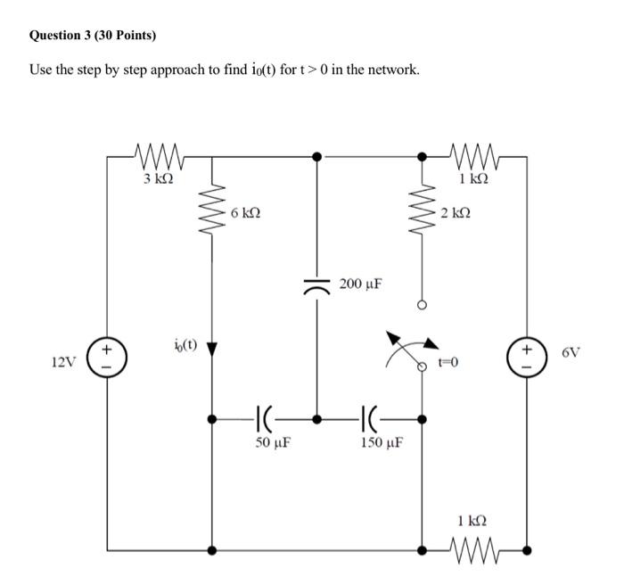 Solved Use the step by step approach to find i0(t) for t>0 | Chegg.com