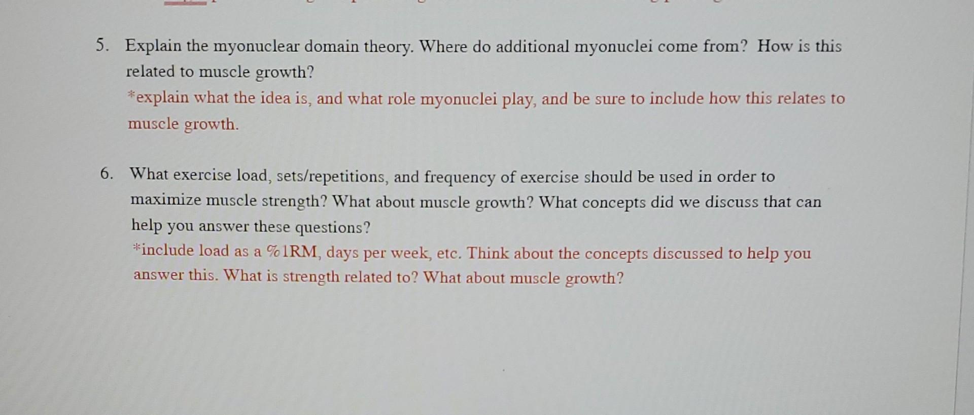 Solved 5. Explain the myonuclear domain theory. Where do | Chegg.com