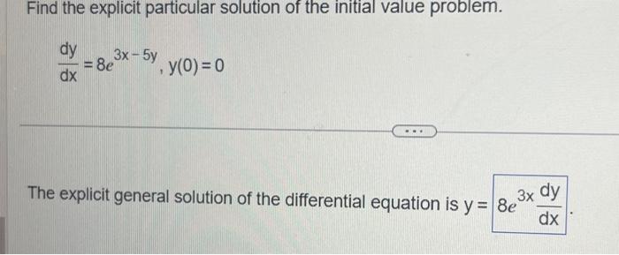 Solved Find the explicit particular solution of the initial | Chegg.com