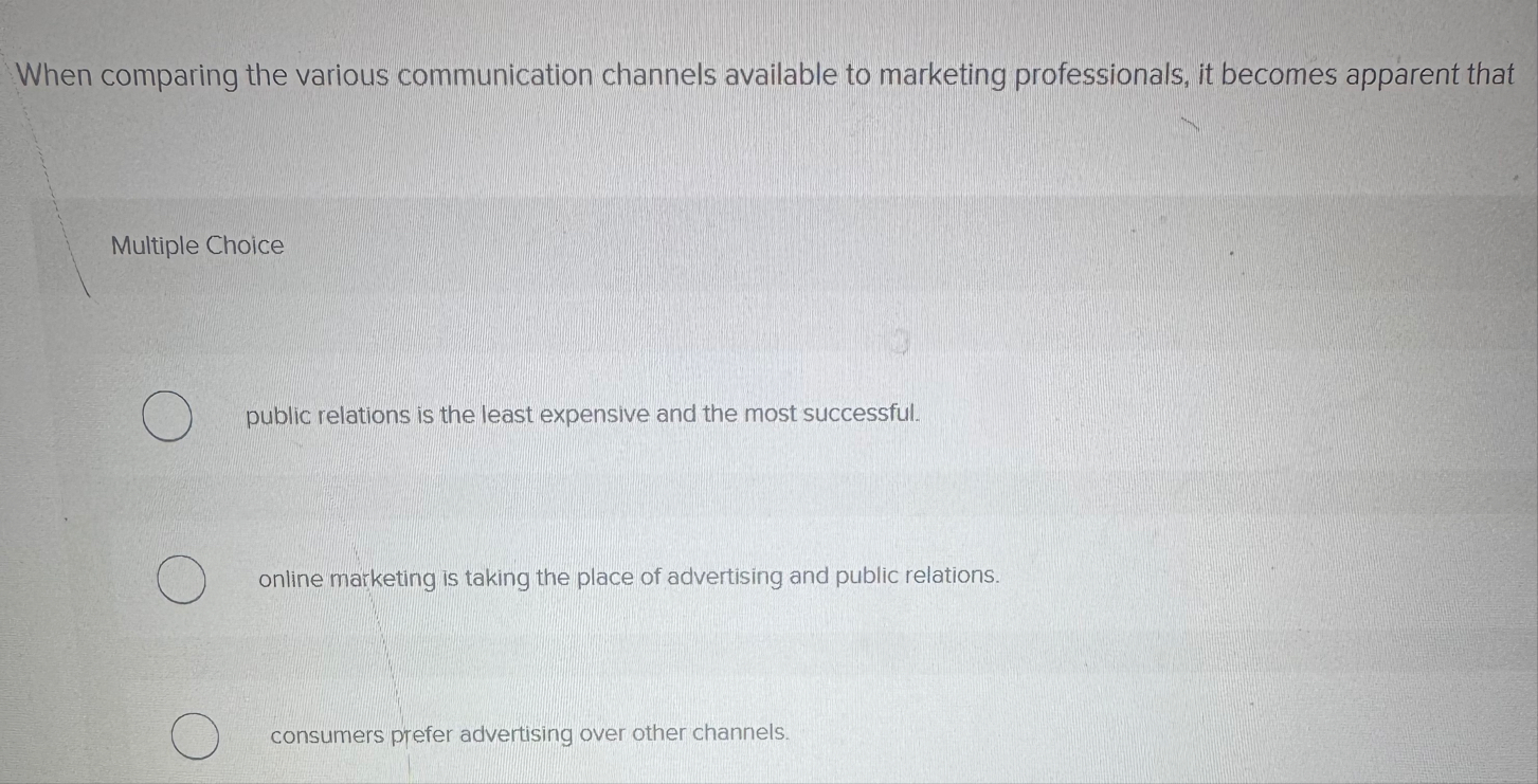 Solved When comparing the various communication channels | Chegg.com