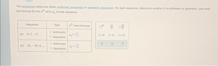 Solved The sequences below are either arithmetic sequences | Chegg.com