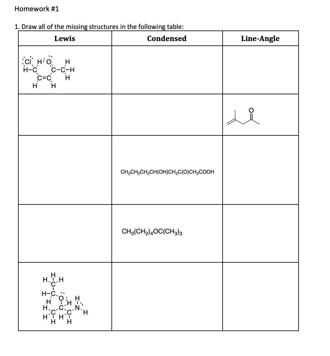 Solved Homework #1Draw all of the missing structures in the | Chegg.com