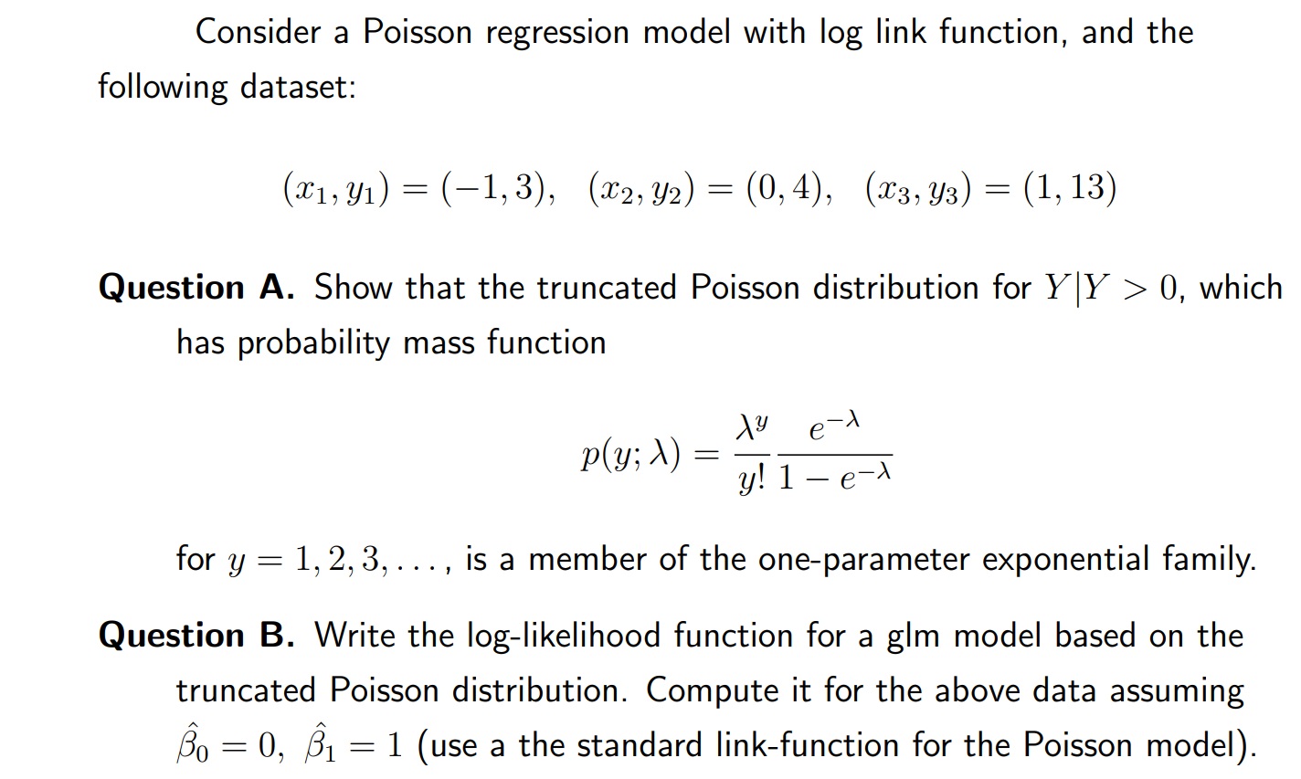 Consider a Poisson regression model with log link | Chegg.com