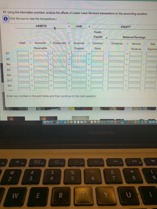 Solved 17. Using the information provided, analyze the | Chegg.com