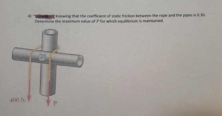 Solved 4) Knowing that the coefficient of static friction | Chegg.com