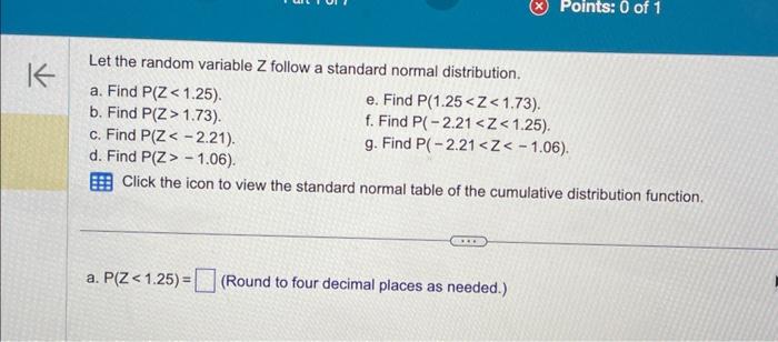 Solved Let the random variable Z follow a standard normal | Chegg.com