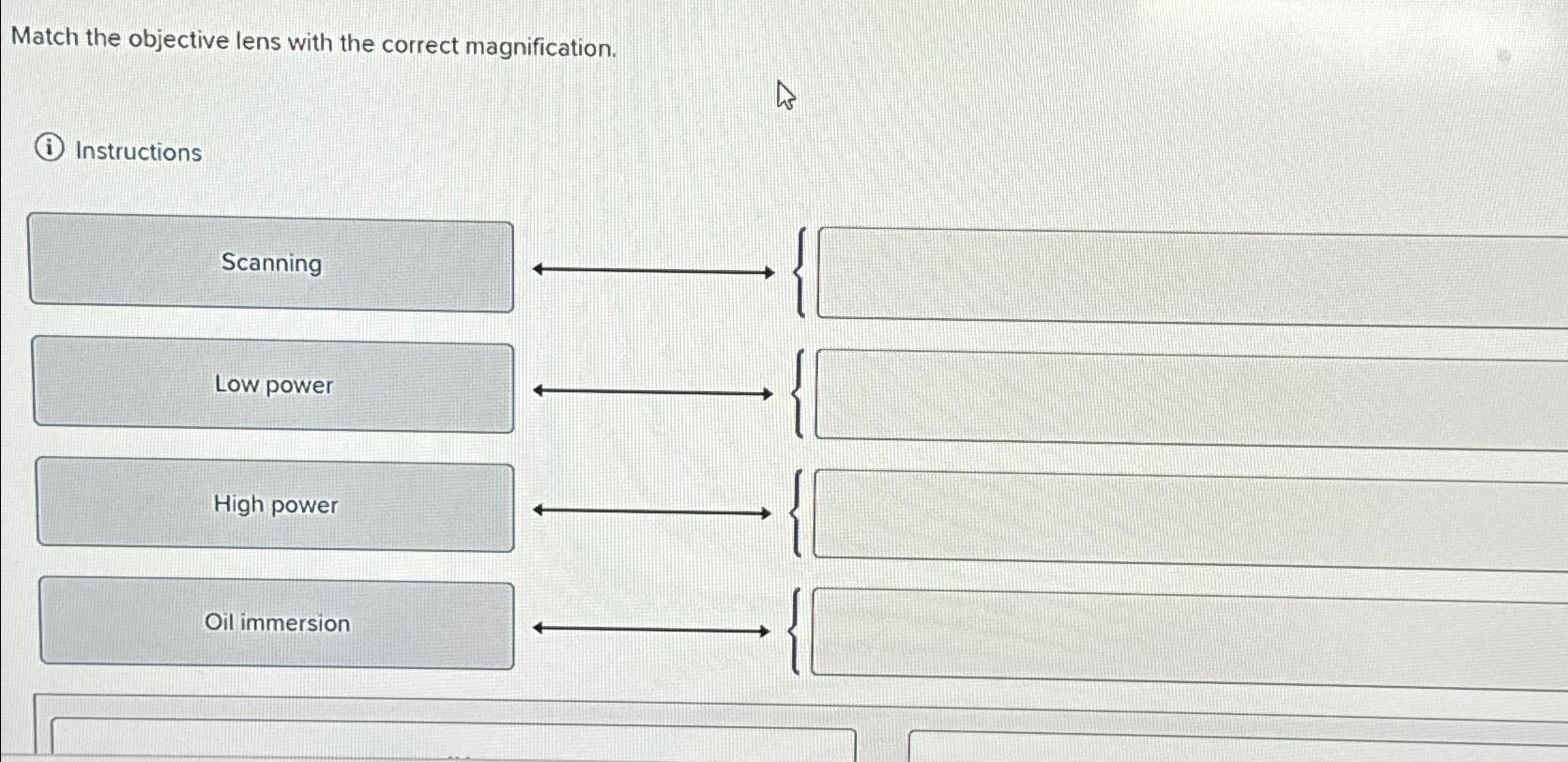Solved Match the objective lens with the correct | Chegg.com
