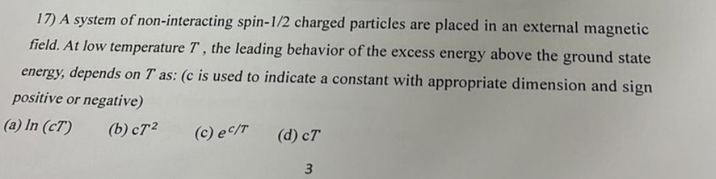 Solved A system of non-interacting spin-1/2 ﻿charged | Chegg.com