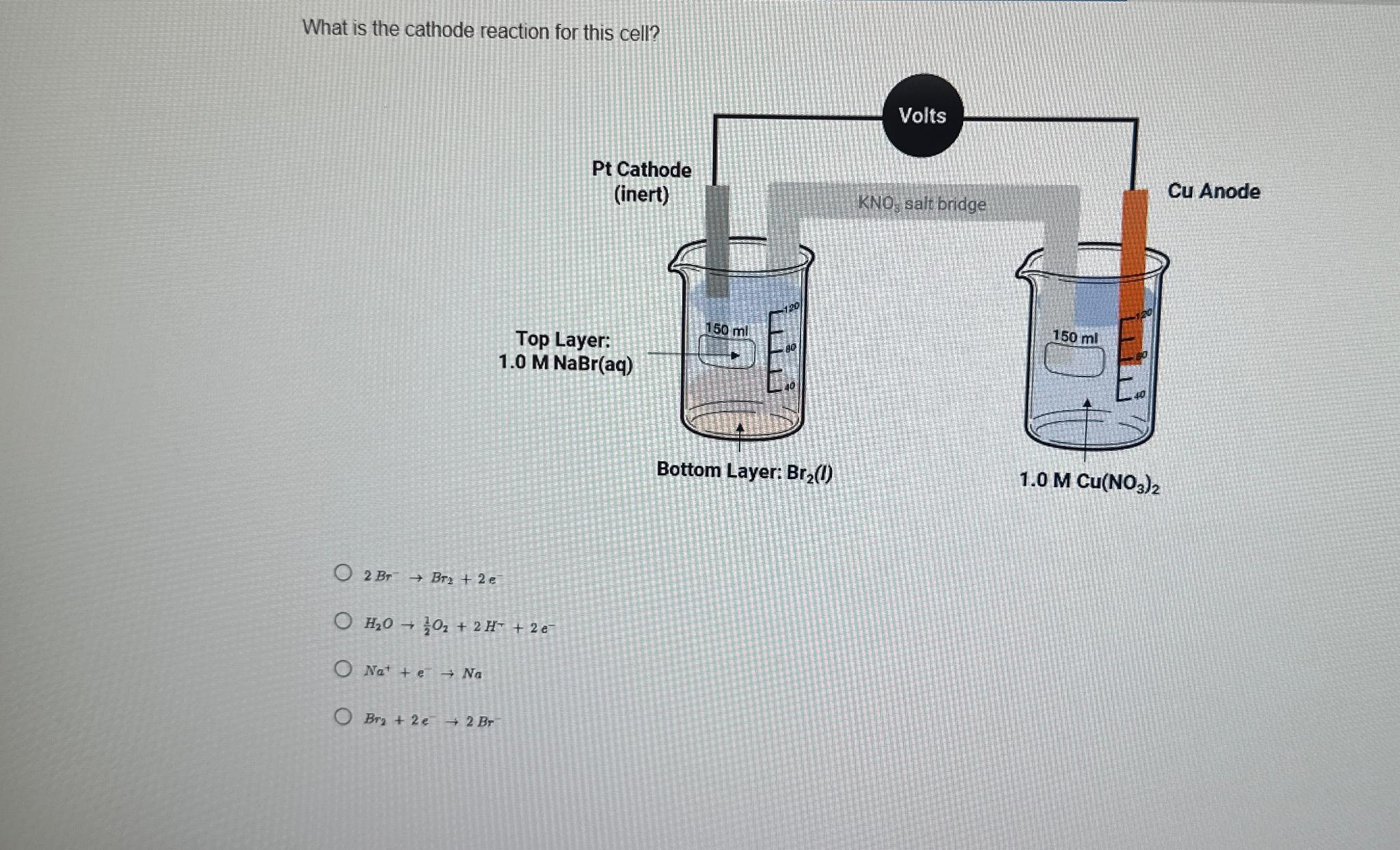 Solved What is the cathode reaction for this | Chegg.com