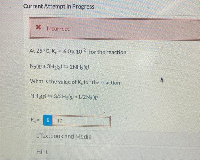 Solved Current Attempt in Progress * Incorrect. At | Chegg.com