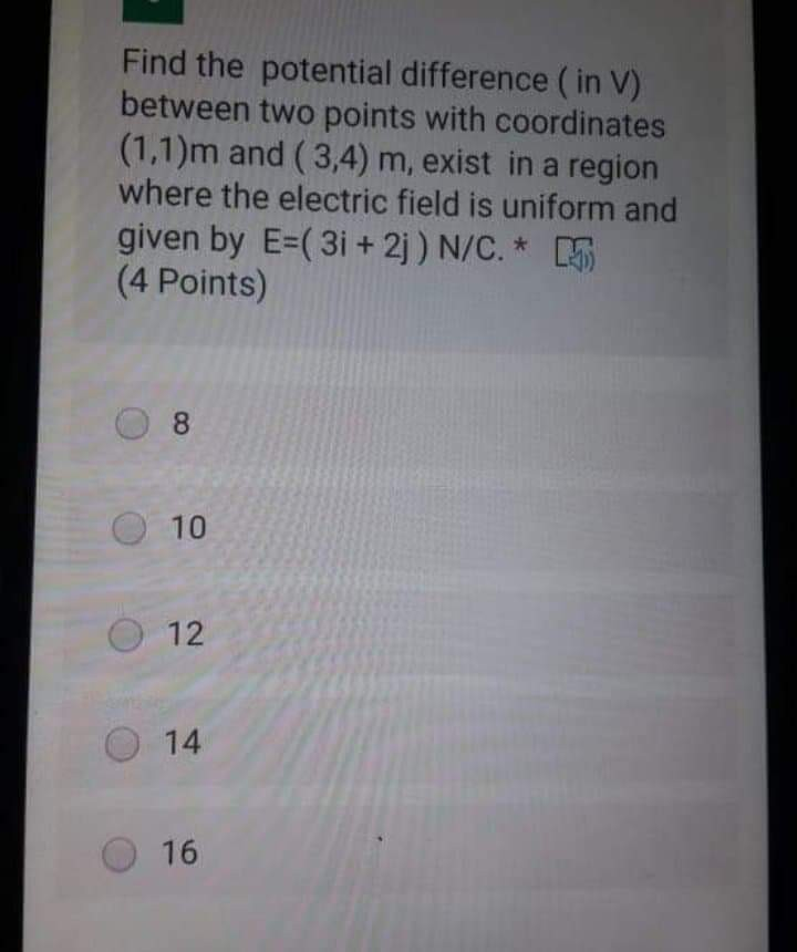 Solved Find the potential difference ( in V) between two | Chegg.com