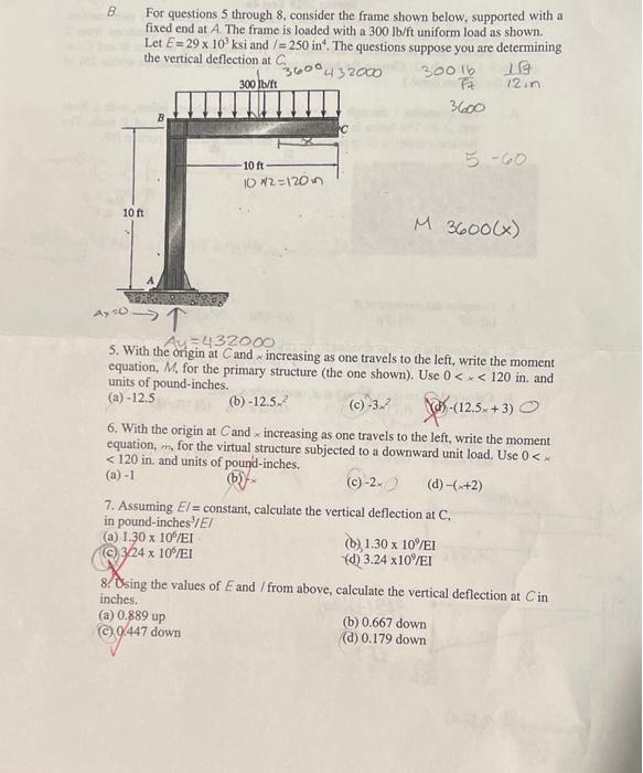 Solved B. For questions 5 through 8 , consider the frame | Chegg.com