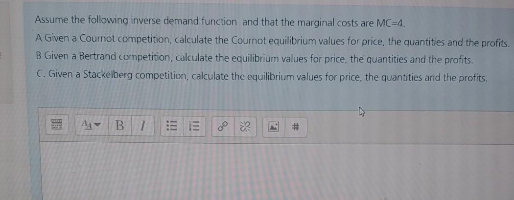 Solved Assume the following inverse demand function and that | Chegg.com