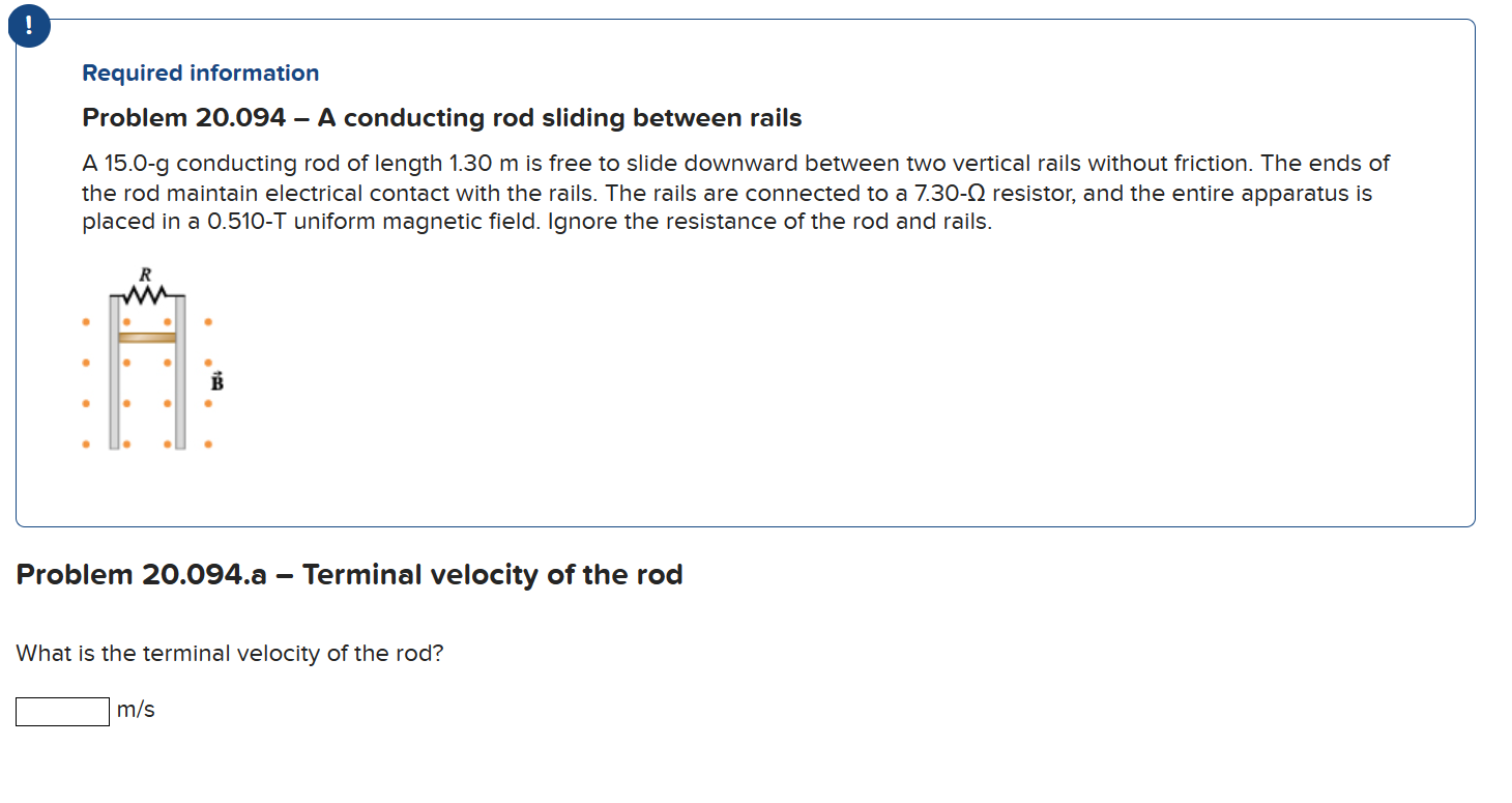 Solved Required informationProblem 20.094 - ﻿A conducting | Chegg.com