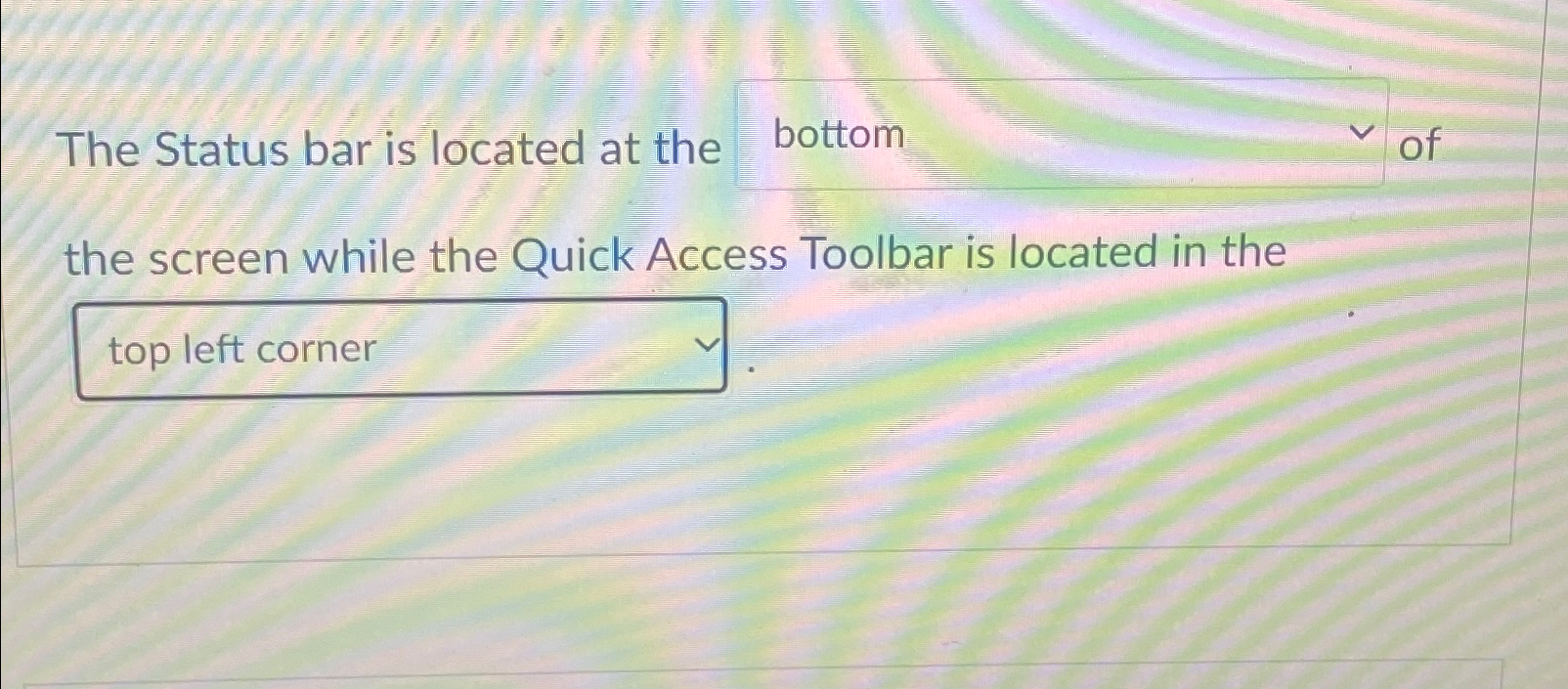 Solved In Outlook The Status bar is located at the bottom vv | Chegg.com