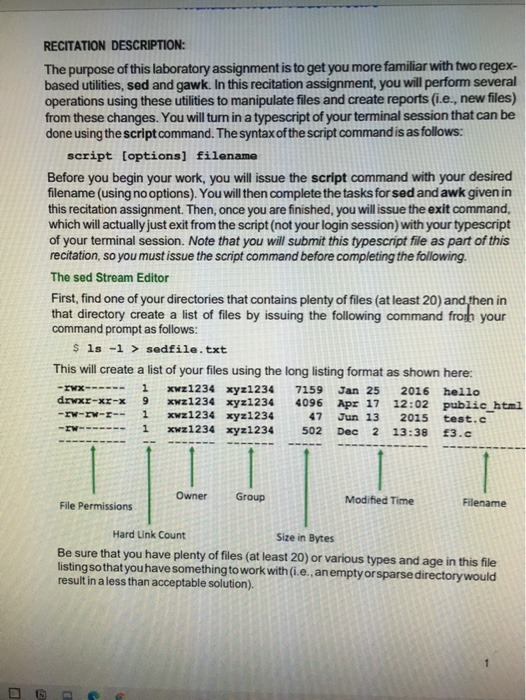 RECITATION DESCRIPTION: The purpose of this | Chegg.com