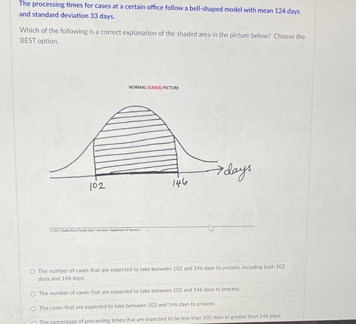 Solved The processing times for cases at a certain office | Chegg.com
