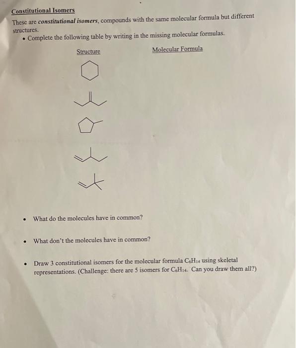 Solved Constitutional Isomers These are constitutional | Chegg.com
