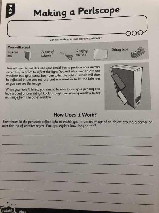 Solved Making a Periscope How Does it Work? The mirrors in | Chegg.com