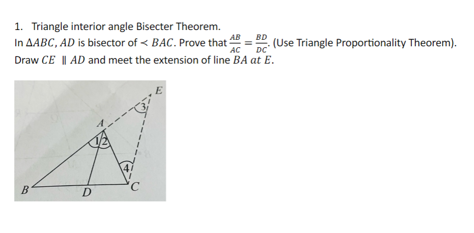 Solved Triangle interior angle Bisecter Theorem.In | Chegg.com