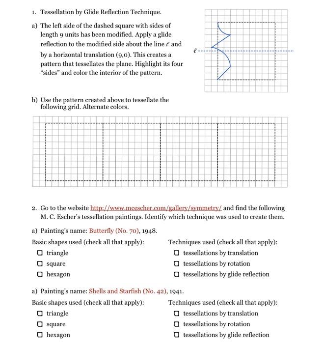 1. Tessellation by Glide Reflection Technique. a) The | Chegg.com