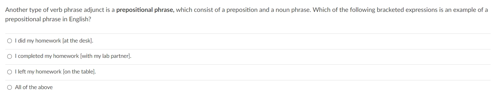 Solved Another type of verb phrase adjunct is a | Chegg.com