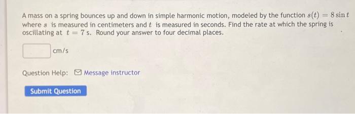Solved A mass on a spring bounces up and down in simple | Chegg.com