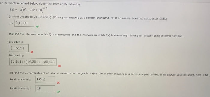 Solved or the function defined below, determine each of the | Chegg.com