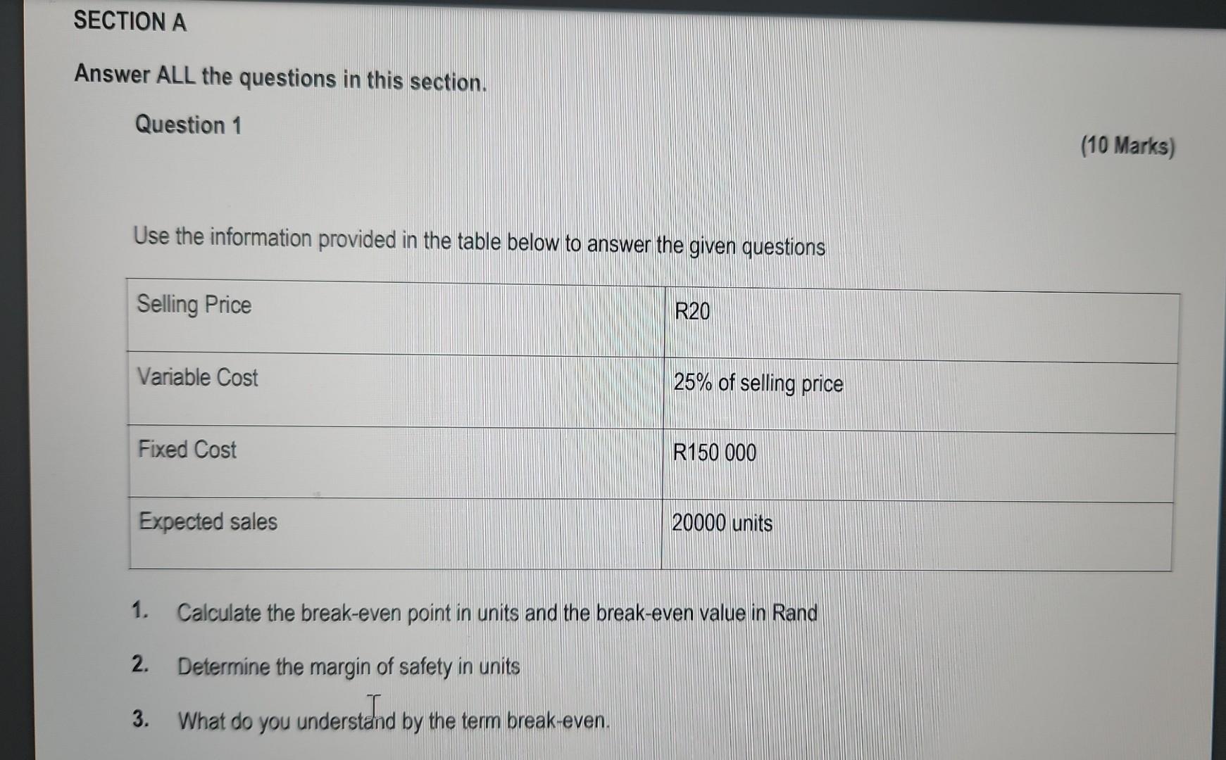 Solved Answer ALL the questions in this section. Question 1 | Chegg.com
