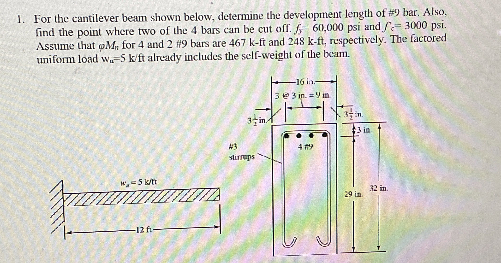 Solved For the cantilever beam shown below, determine the | Chegg.com