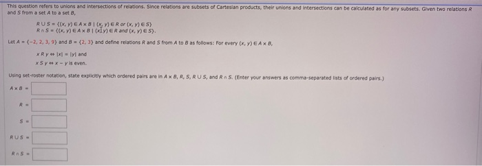 Solved This question refers to unions and Intersections of | Chegg.com
