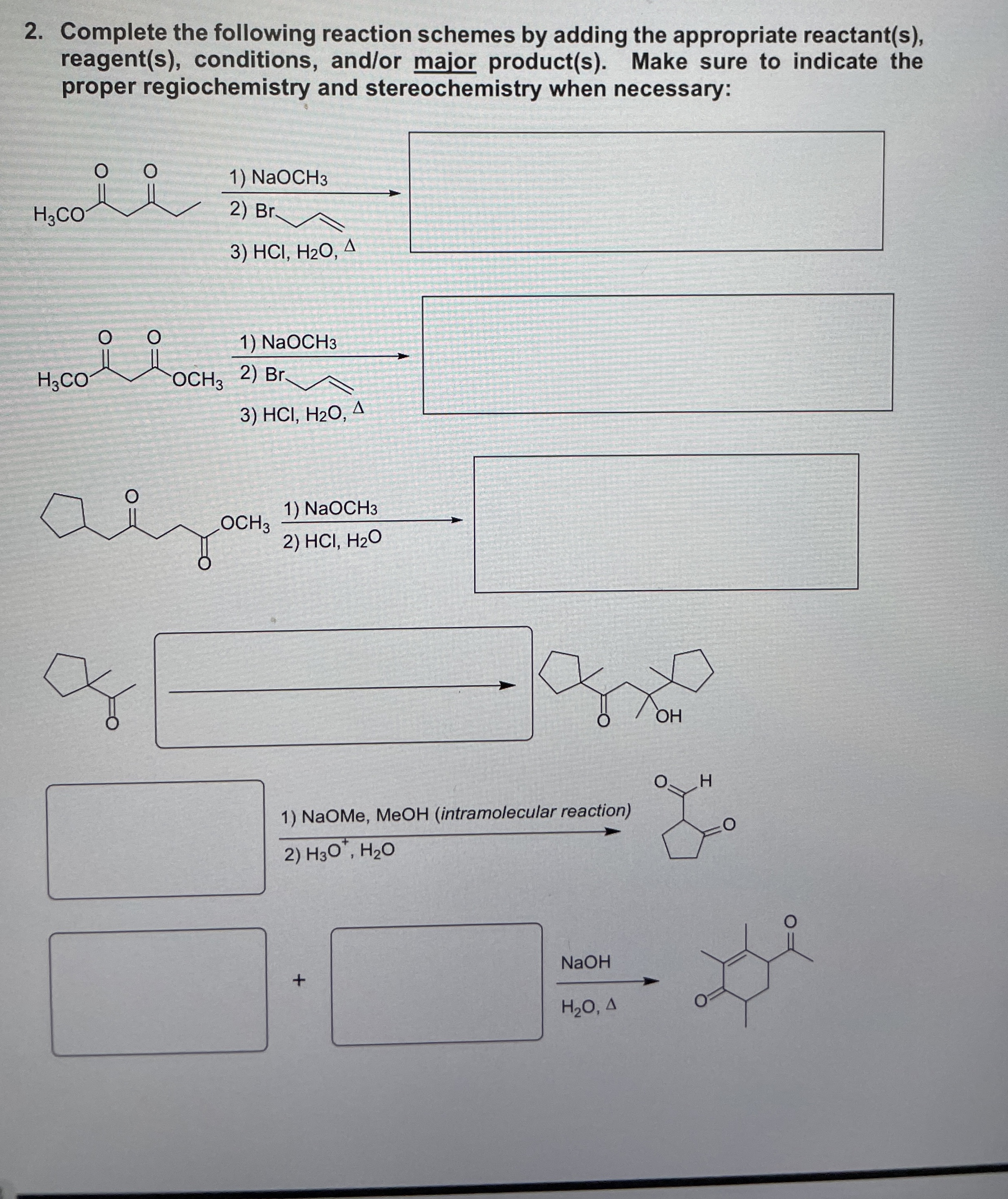 Solved Complete the following reaction schemes by adding the | Chegg.com