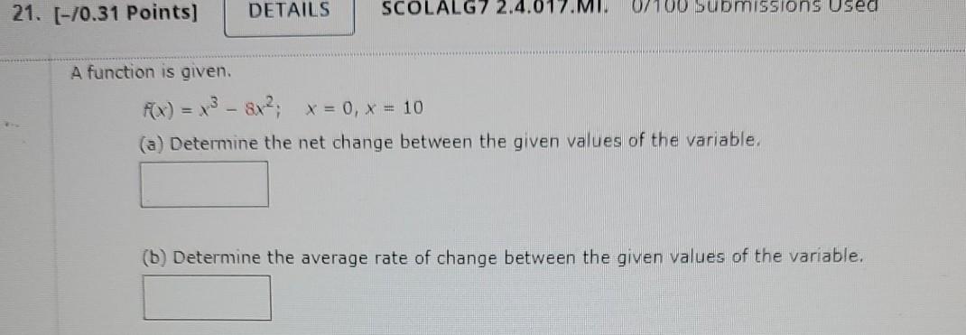 Solved DETAILS 21. [-70.31 Points] SCOLALG7 2.4.017.MI. | Chegg.com