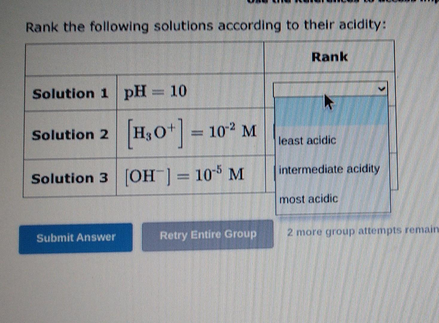 Solved Rank the following solutions according to their | Chegg.com