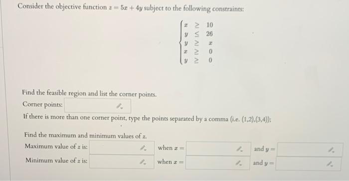 Solved Consider The Objective Function Z 5x 4y Subject