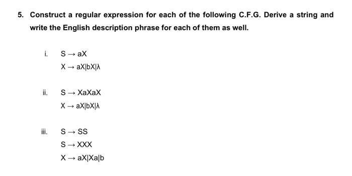 Solved 5. Construct a regular expression for each of the | Chegg.com
